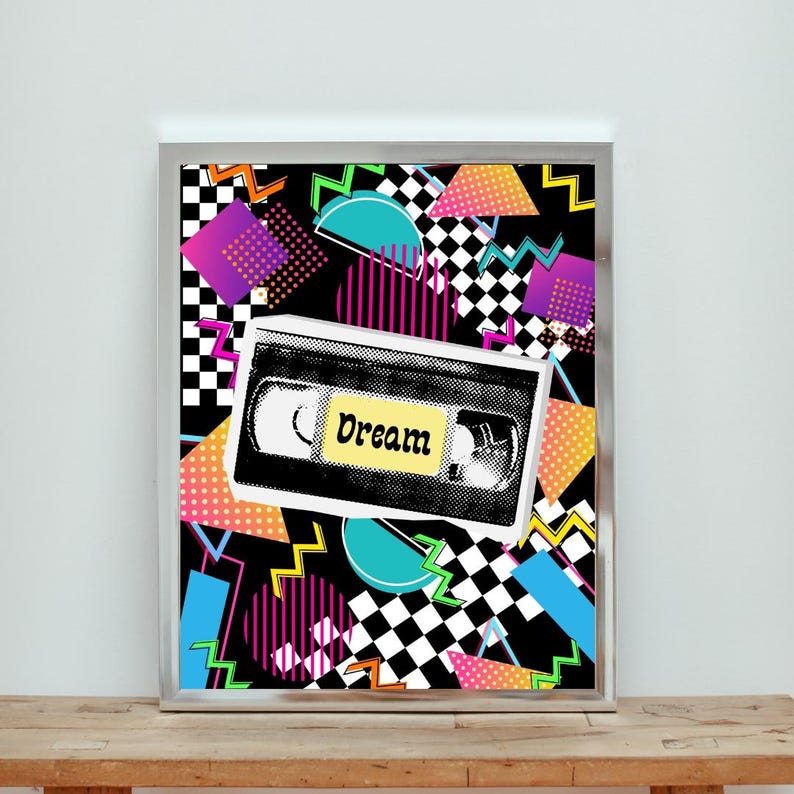 90s Retro Motivational Poster | Neon Digital Wall Art | Lyric Printable ...