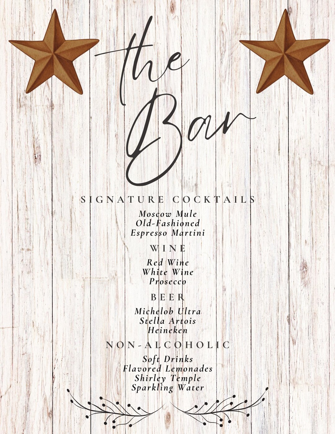 Rustic Bar Menu Template - Etsy