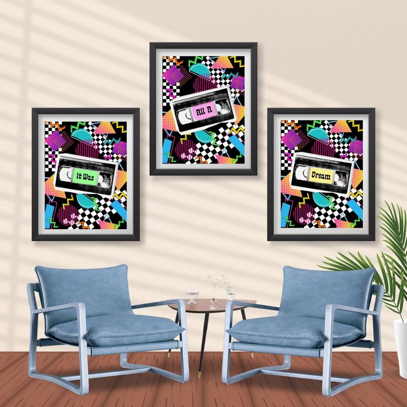 90s Retro Motivational Poster | Neon Digital Wall Art | Lyric Printable ...