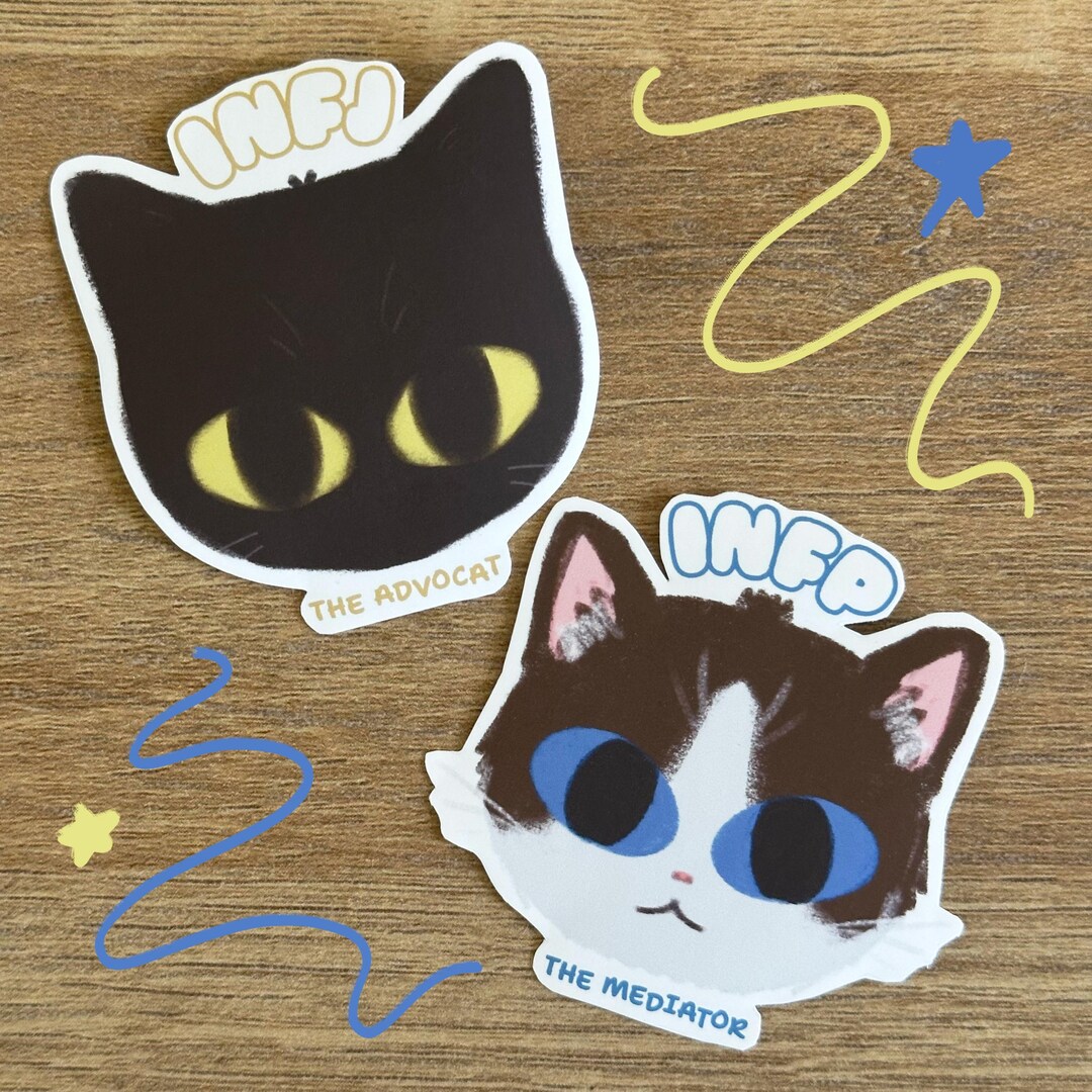 Cat MBTI Vinyl Stickers | 2" Waterproof Uv-proof Matte Kitty ...