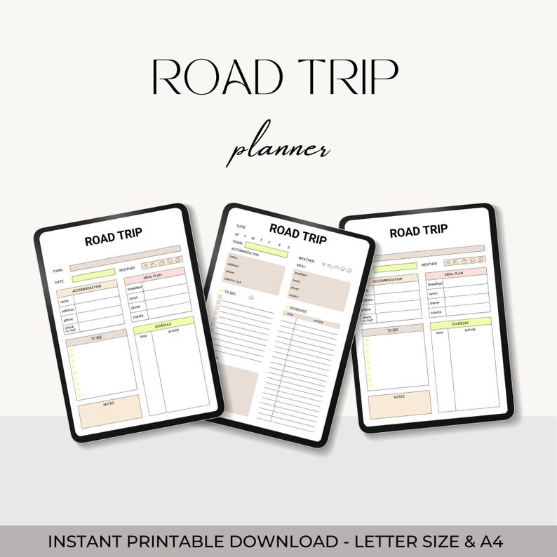 Road Trip Planner Printable, Travel Planner, Digital Vacation Planner ...