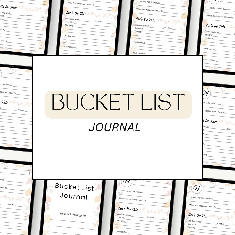 Bucket List Tracker Printable, Bucket List Template, Digital Bucket ...