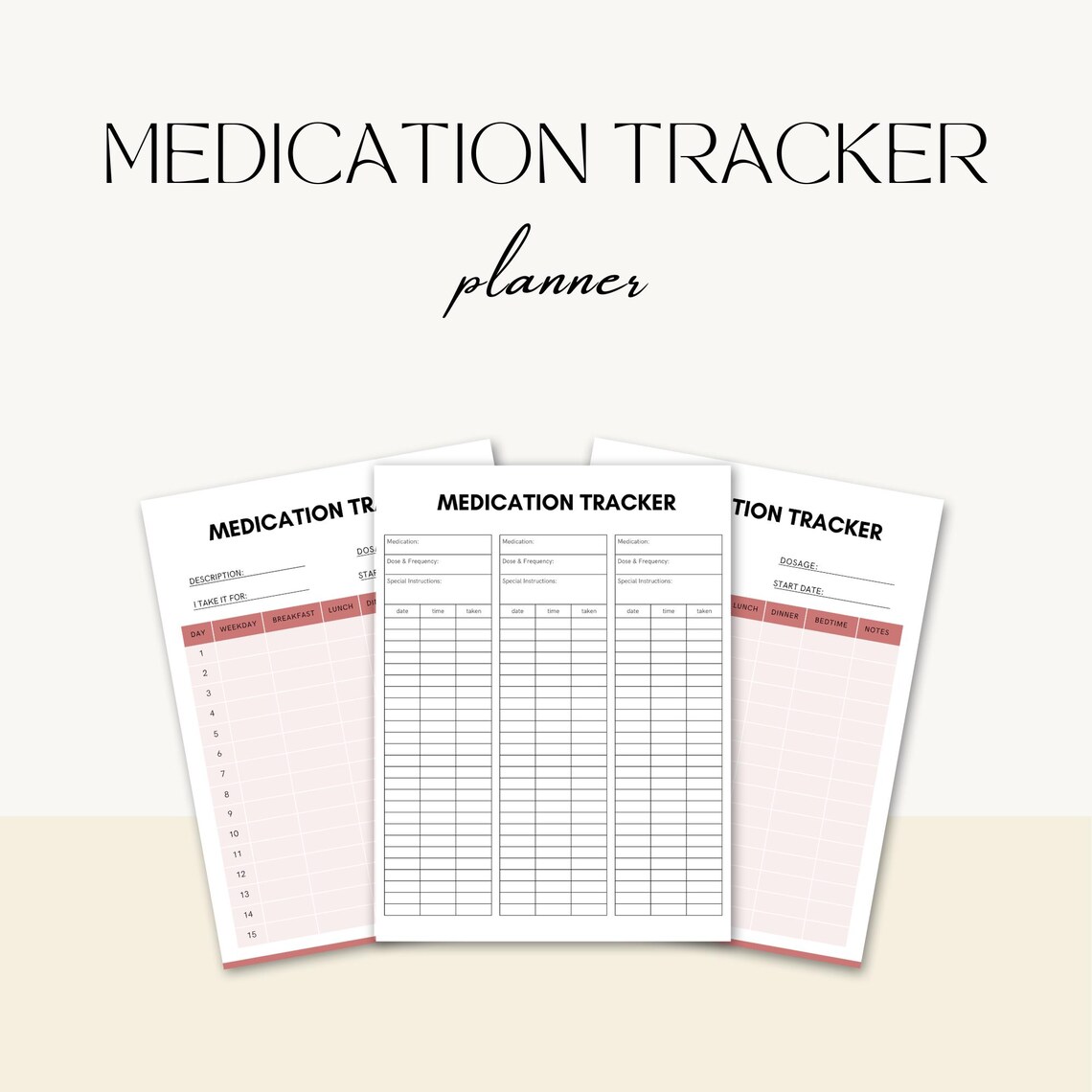 Printable Medication Tracker, Medication Schedule Log, Medicine and ...