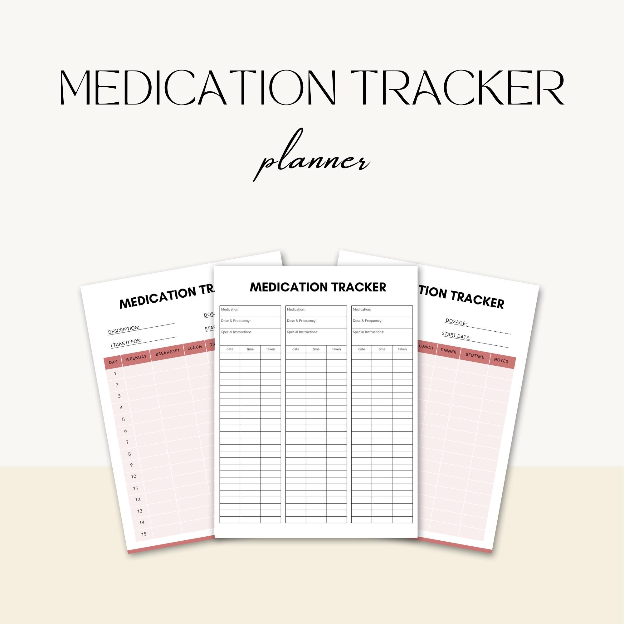 Printable Medication Tracker, Medication Schedule Log, Medicine and ...