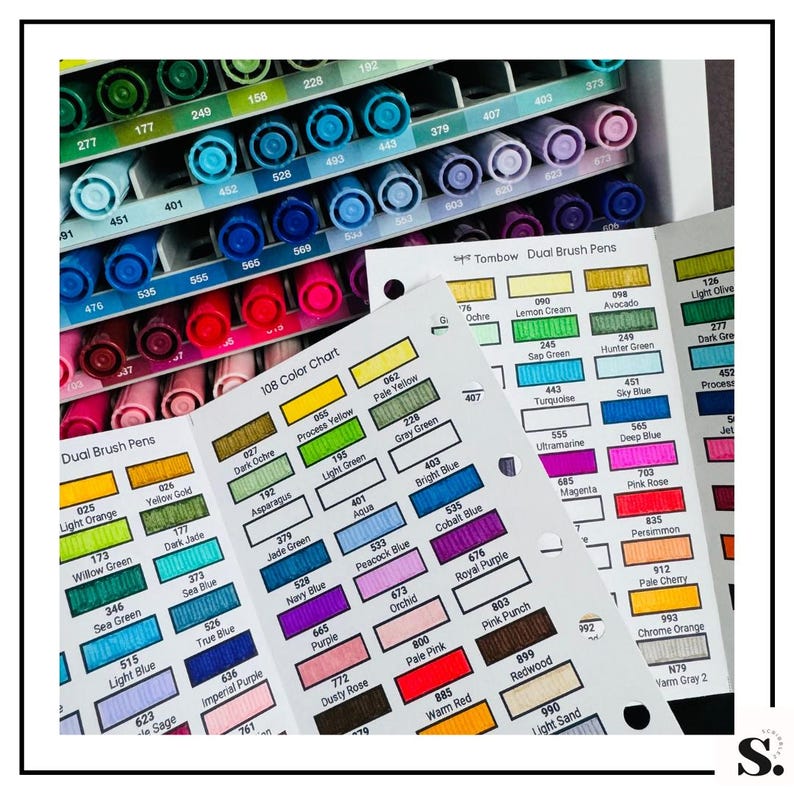Tombow Dual Brush Pens 108 Color Chart | Pocket Size Insert | Digital ...