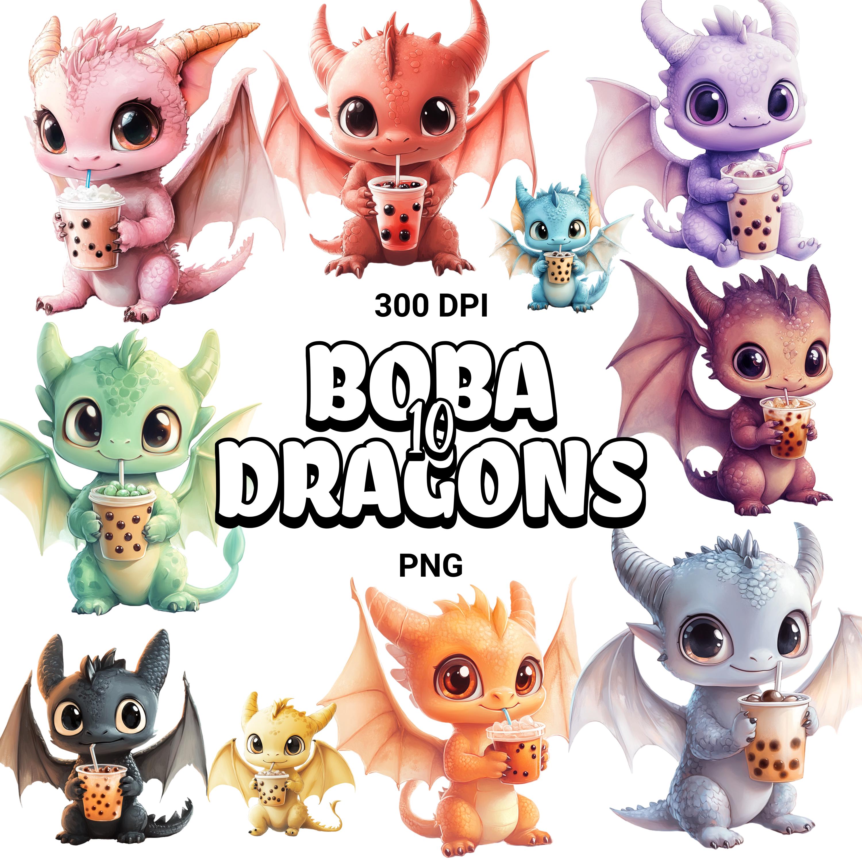 10 Boba Dragons - 300 DPI - PNG - Digital Download - Etsy