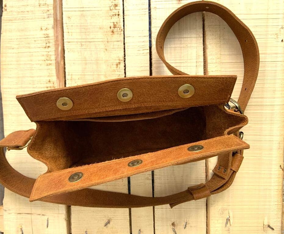 Brown Leather Bag Crossbody Bags Tool Box Bag | Etsy