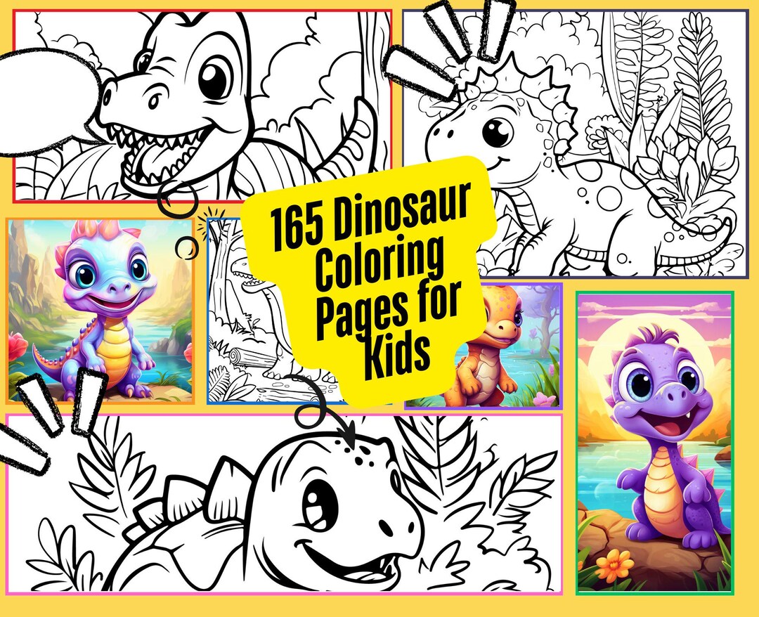 165 Dinosaur Coloring Pages for Kids - Etsy