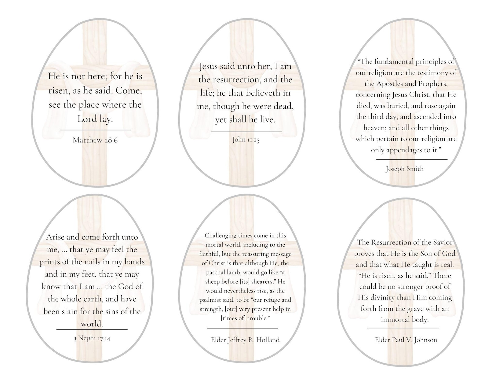 LDS Quotes Easter Eggs: Printable Egg-shaped Designs With Quotes From ...
