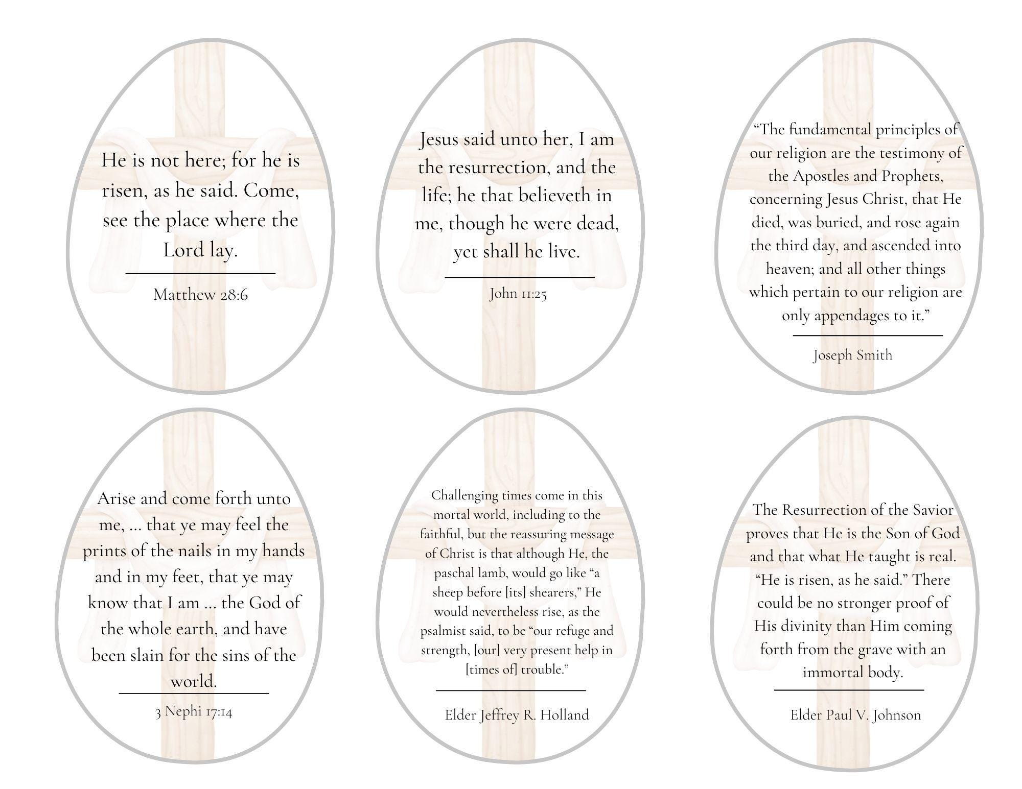 LDS Quotes Easter Eggs: Printable Egg-shaped Designs With Quotes From ...