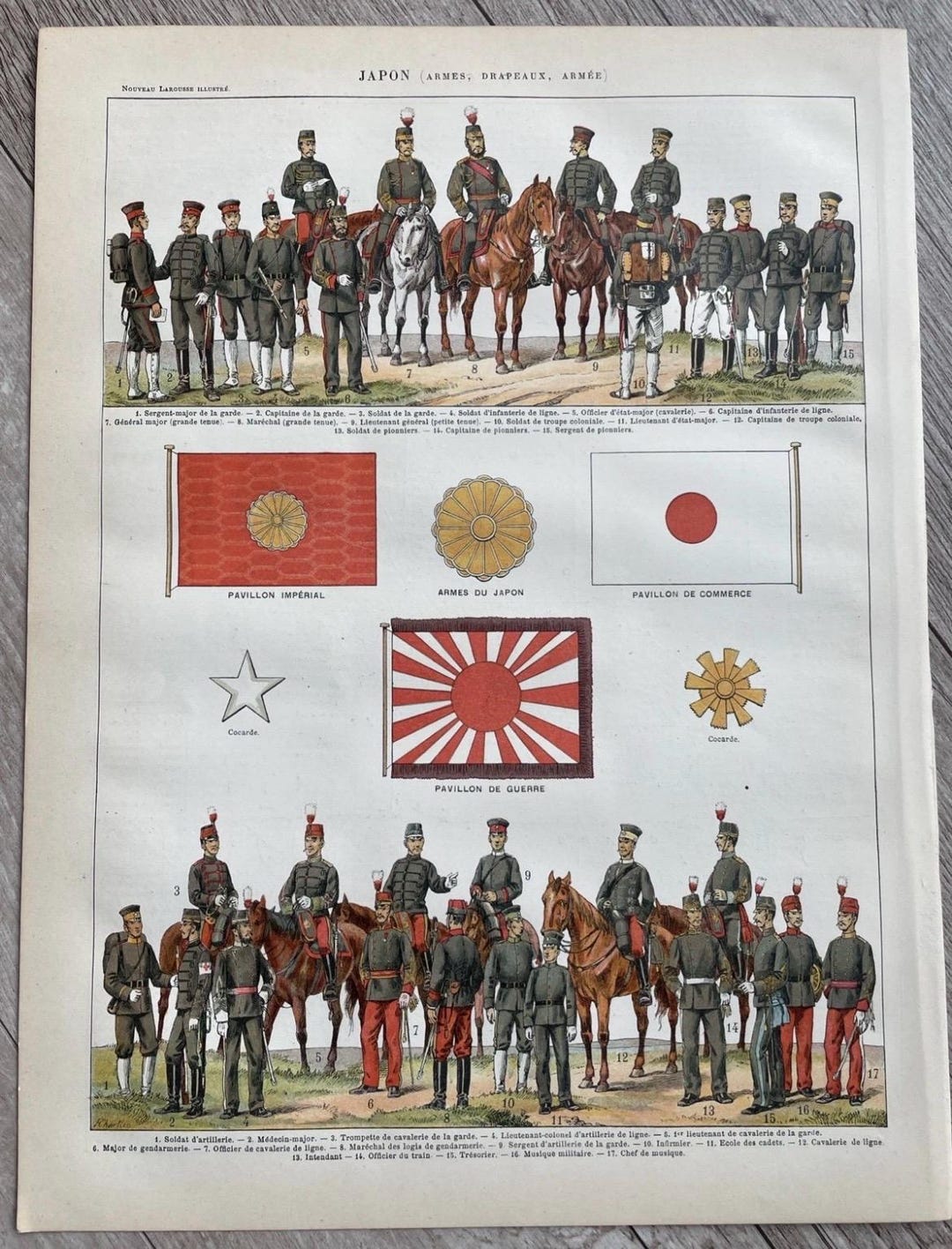 Antique 1910 Print: Japanese Army, Flag, Coat of Arms (history of Japan ...