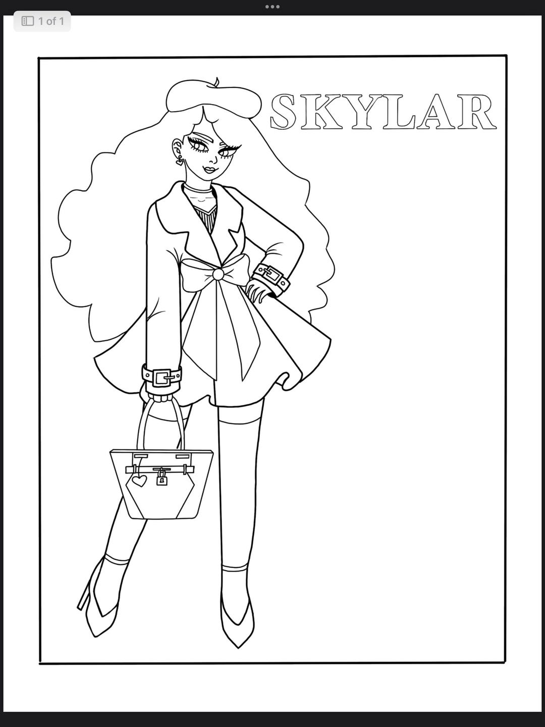 Skylar Coloring Page Adult Coloring Page - Etsy