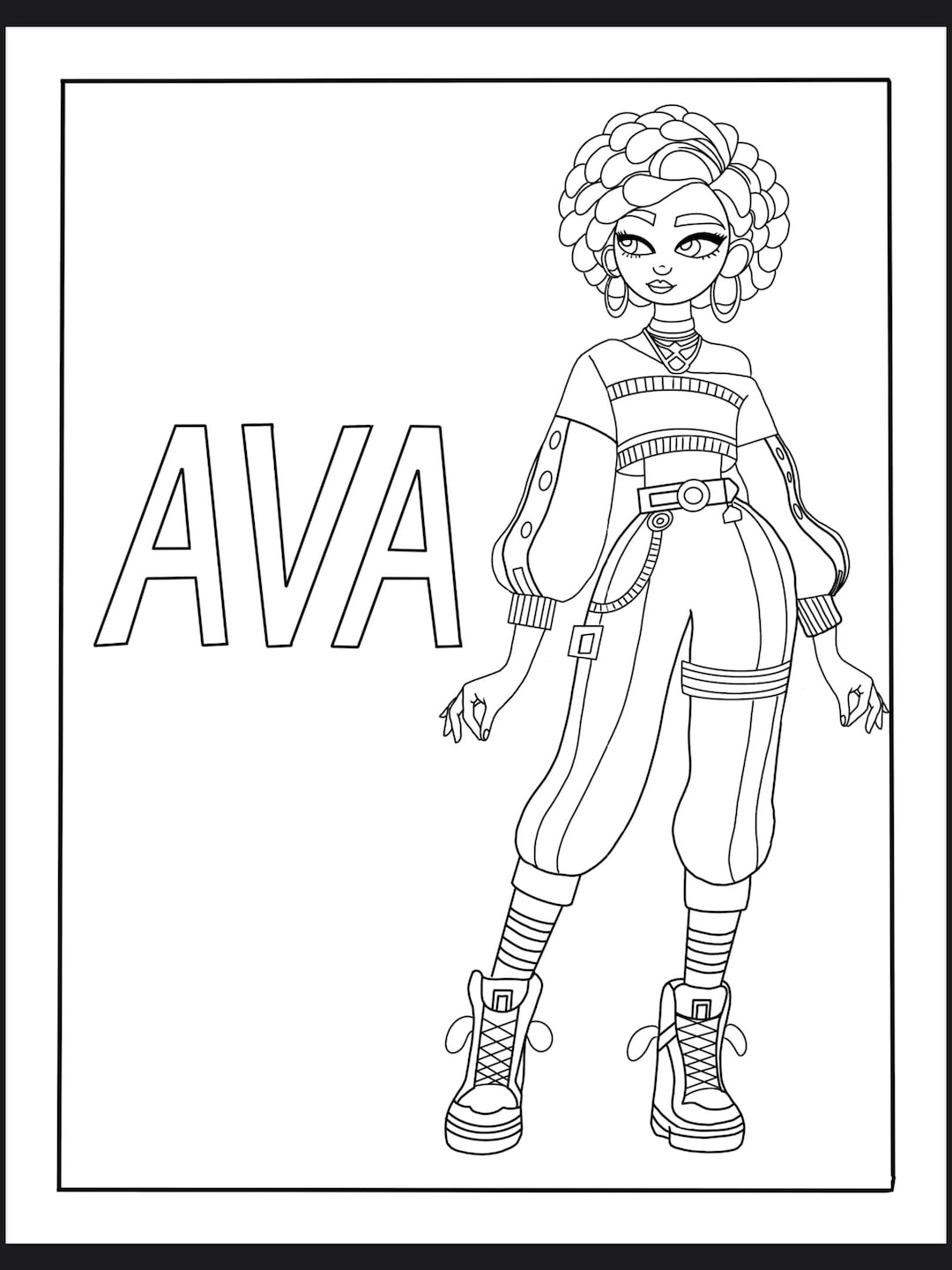 Ava Coloring Page Adult Coloring Page - Etsy
