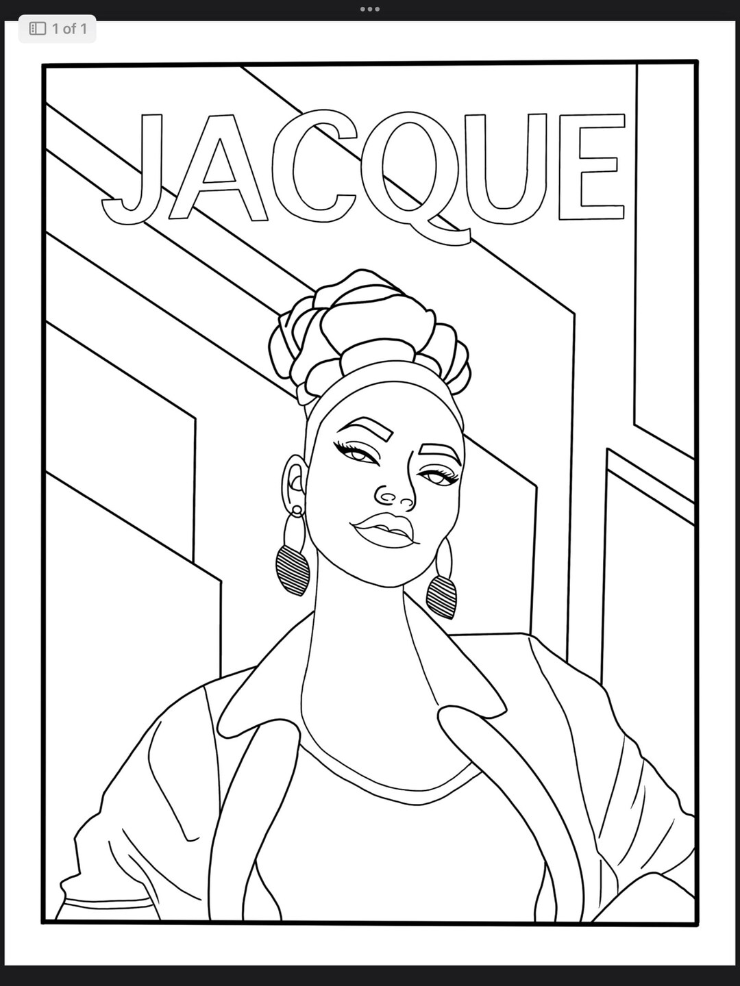 Jacque Coloring Page | Adult Coloring Page - Etsy UK