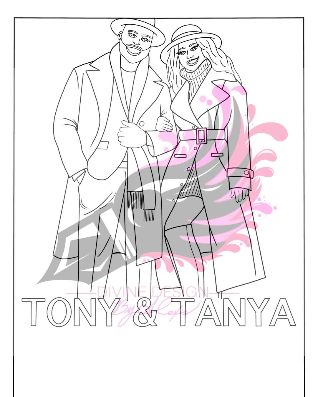 Black Love Coloring Page Tony & Tanya | Adult Coloring Page | Printable ...