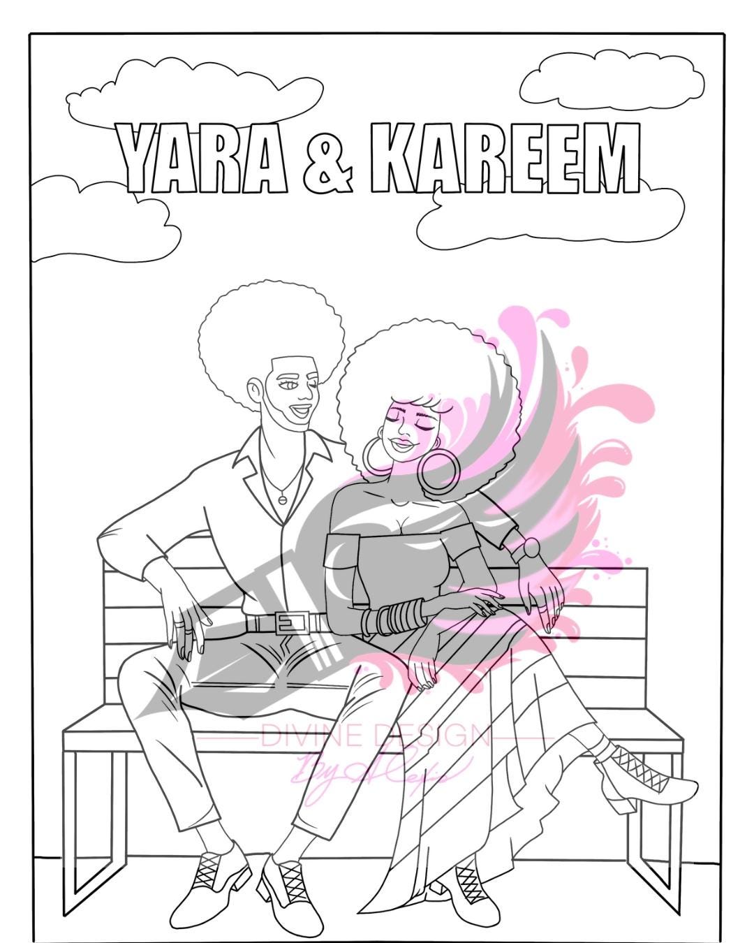Black Love Coloring Page Yara & Kareem | Adult Coloring Page ...