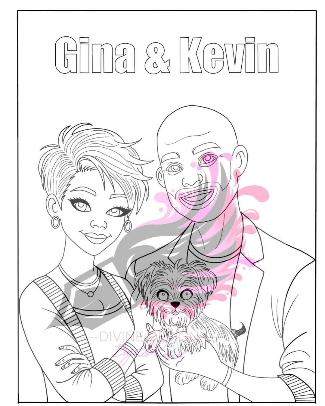 Black Love Coloring Page Gina & Kevin | Adult Coloring Page | Printable ...