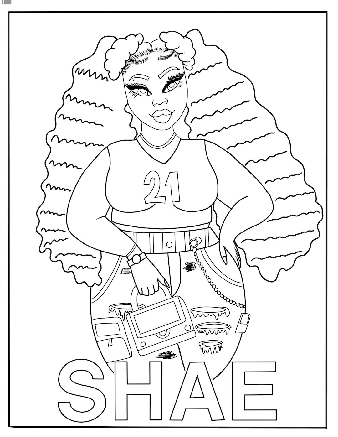 Shae Coloring Page Adult Coloring Page - Etsy