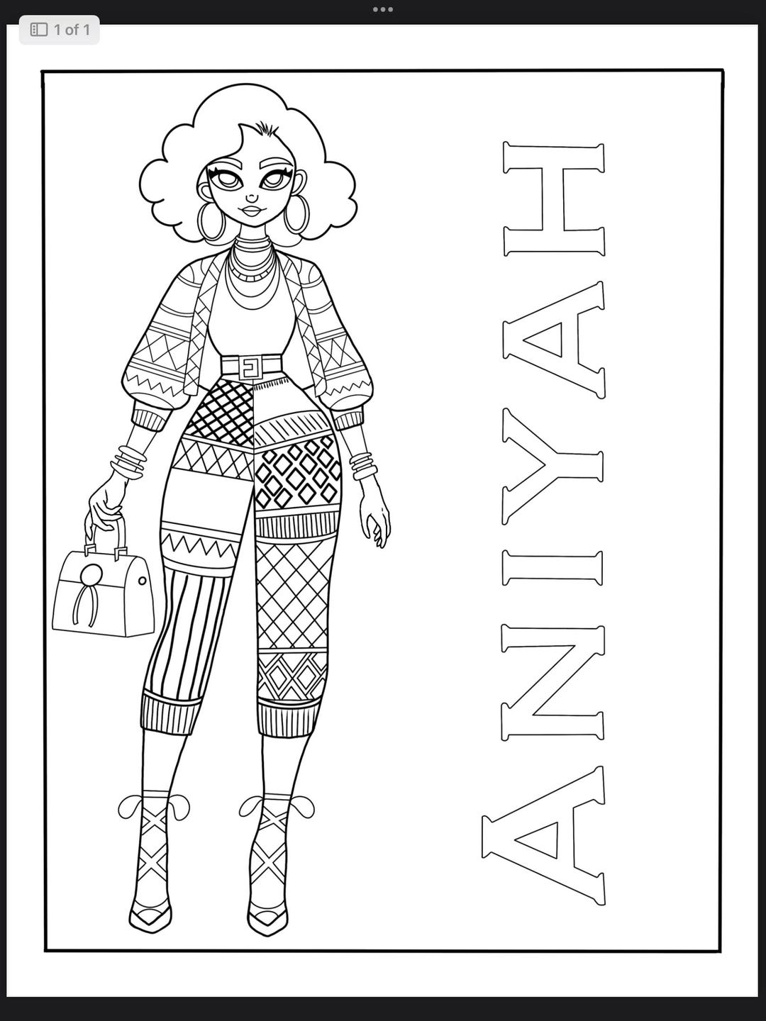 Aniyah Coloring Page | Adult Coloring Pages - Etsy