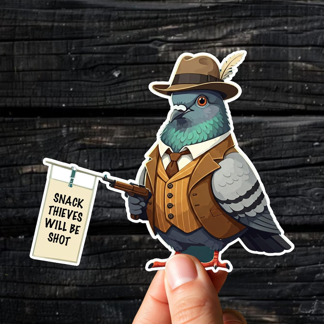 Snack Thief Gangsta Pigeon Sticker - Office Pigeons - Vinyl Sticker ...