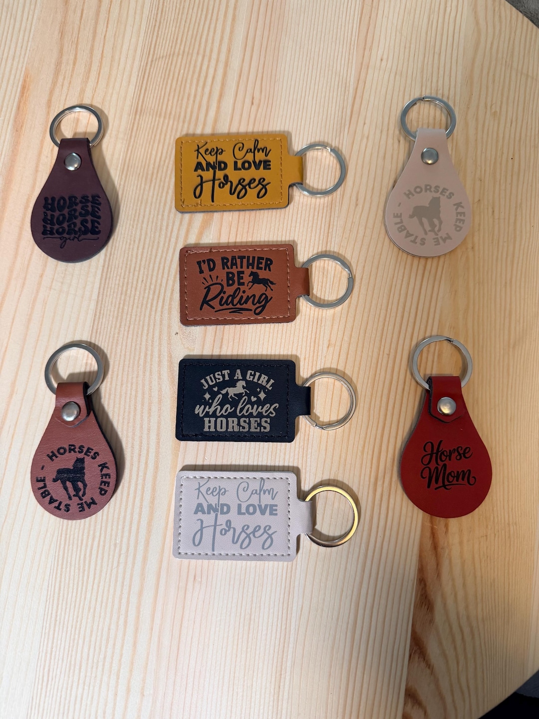 Personalized Laser Engraved Leather Key Chains. Monogram or Horse ...