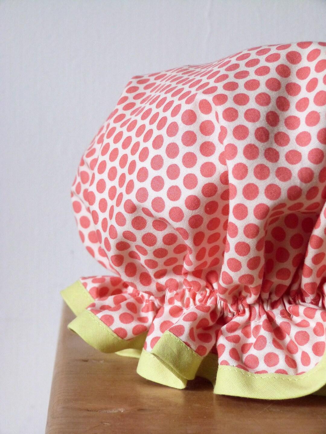 Peaches, Frilly Cotton Shower Cap Bath Bonnet Made to Order - Etsy