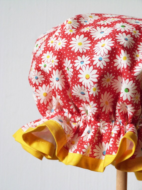 Prairie Daisy Frilly Shower Cap Bath Bonnet in Feedsack III - Etsy UK
