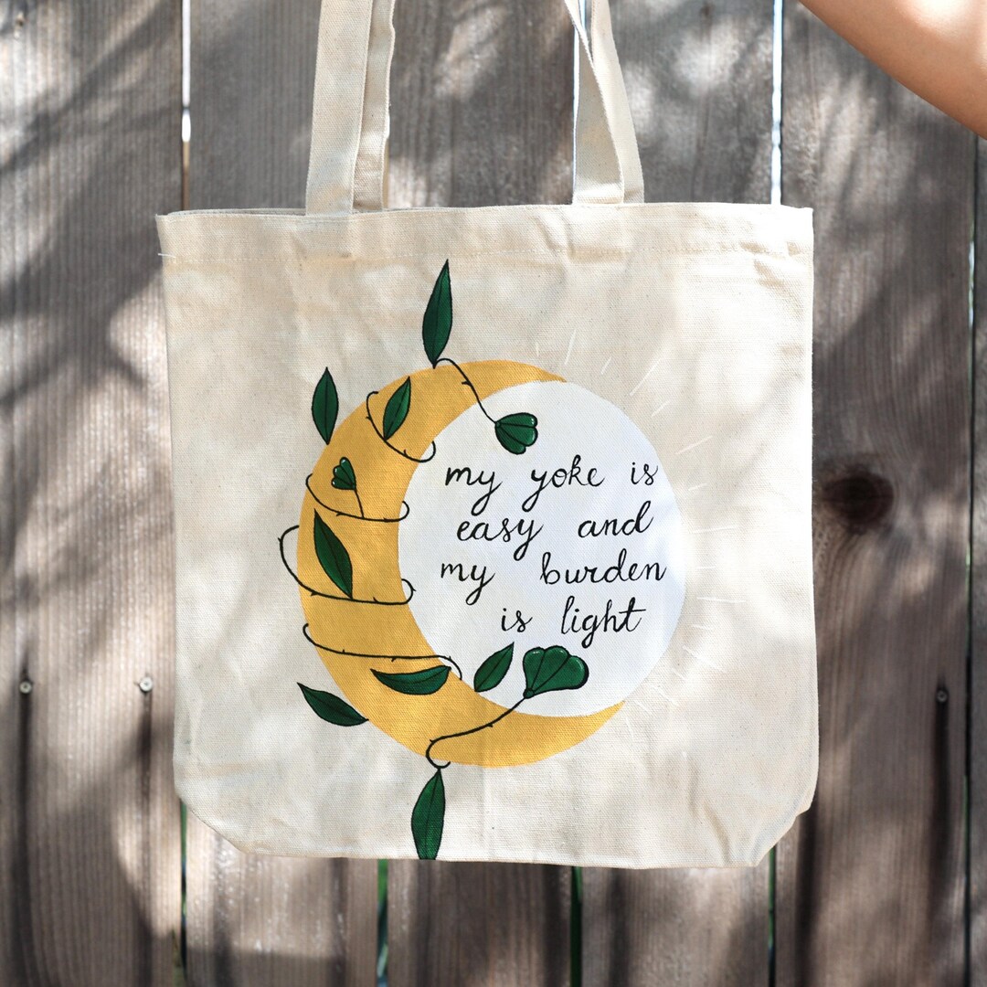 My Yoke is Easy Christian Tote Bag, Bible Study Bag, Scripture Bag - Etsy