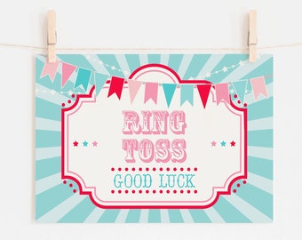 PRINTABLE Red & Pink Circus/carnival Sign Blue Burst 5 - Etsy