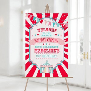 PRINTABLE Red & Pink Circus/carnival Sign- Red Burst | 5 Sizes Included ...