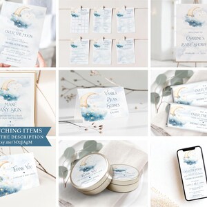 Over the Moon Baby Shower Food Card: Editable Table Sign (digital ...