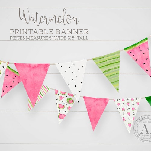 PRINTABLE Watermelon Pennant Banner Perfect for Birthdays & - Etsy