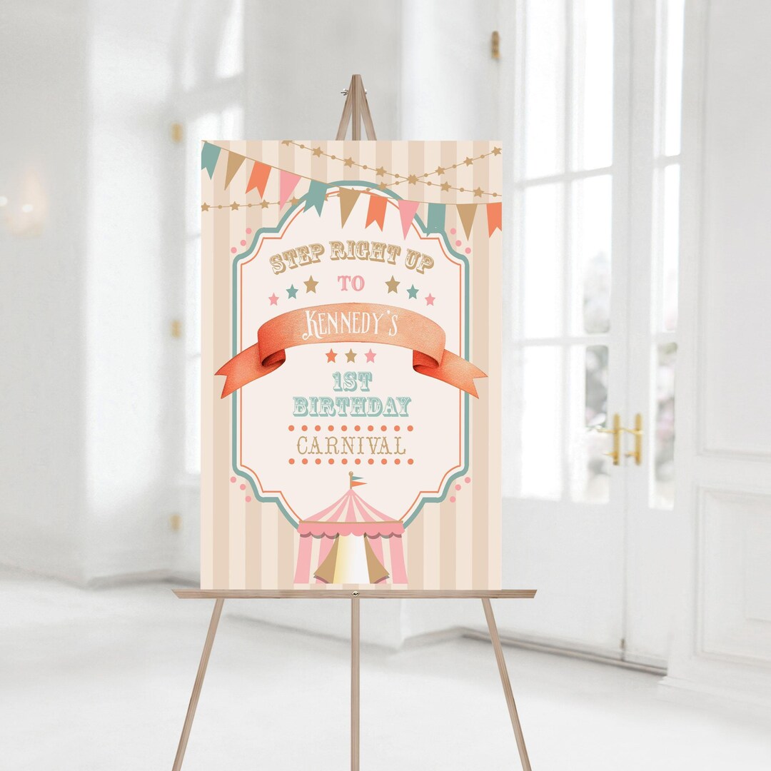 PRINTED Pink Boho Circus/carnival Vertical Welcome Sign- Stripes | Fall ...
