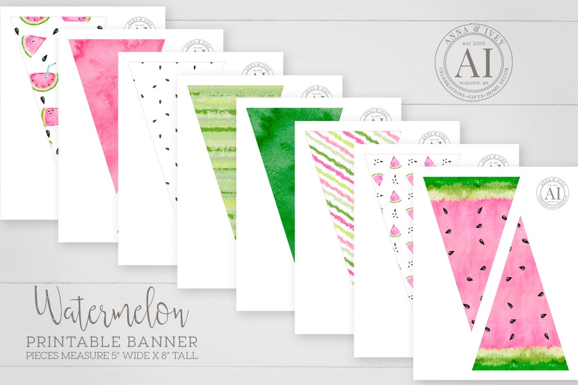 PRINTABLE Watermelon Pennant Banner Perfect for Birthdays & - Etsy