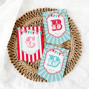 Editable Circus Banner: Red & Pink Party Decoration (digital Download ...