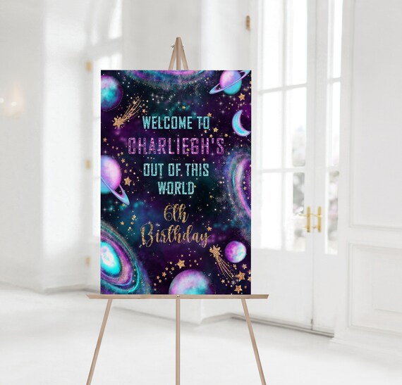 PRINTABLE Galaxy/Outer Space Vertical Welcome Sign | 8 Sizes Included ...