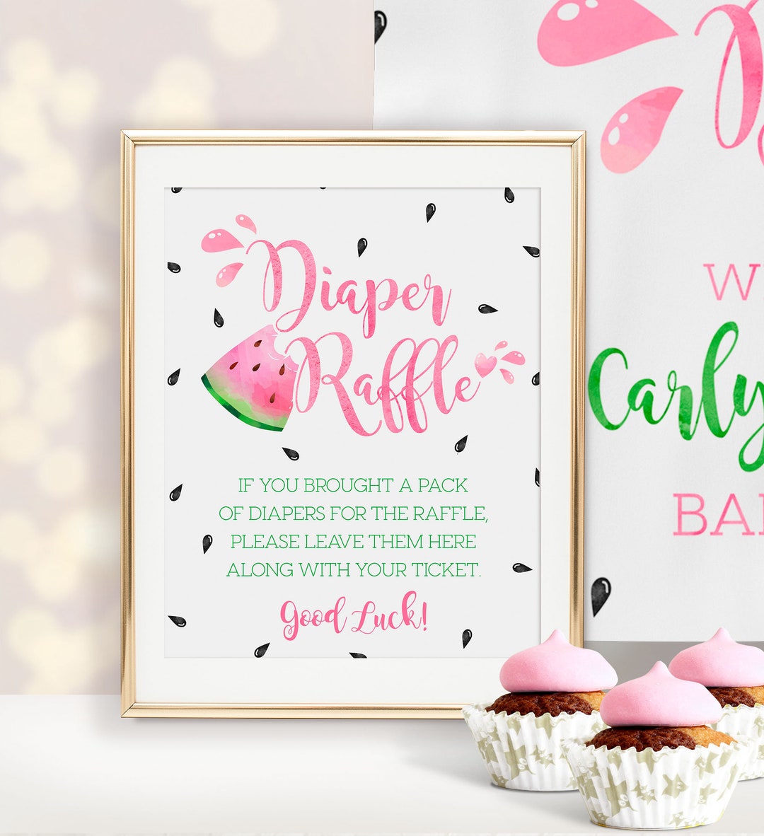 PRINTABLE Watermelon Diaper Raffle Sign Includes 8 X 10 and - Etsy