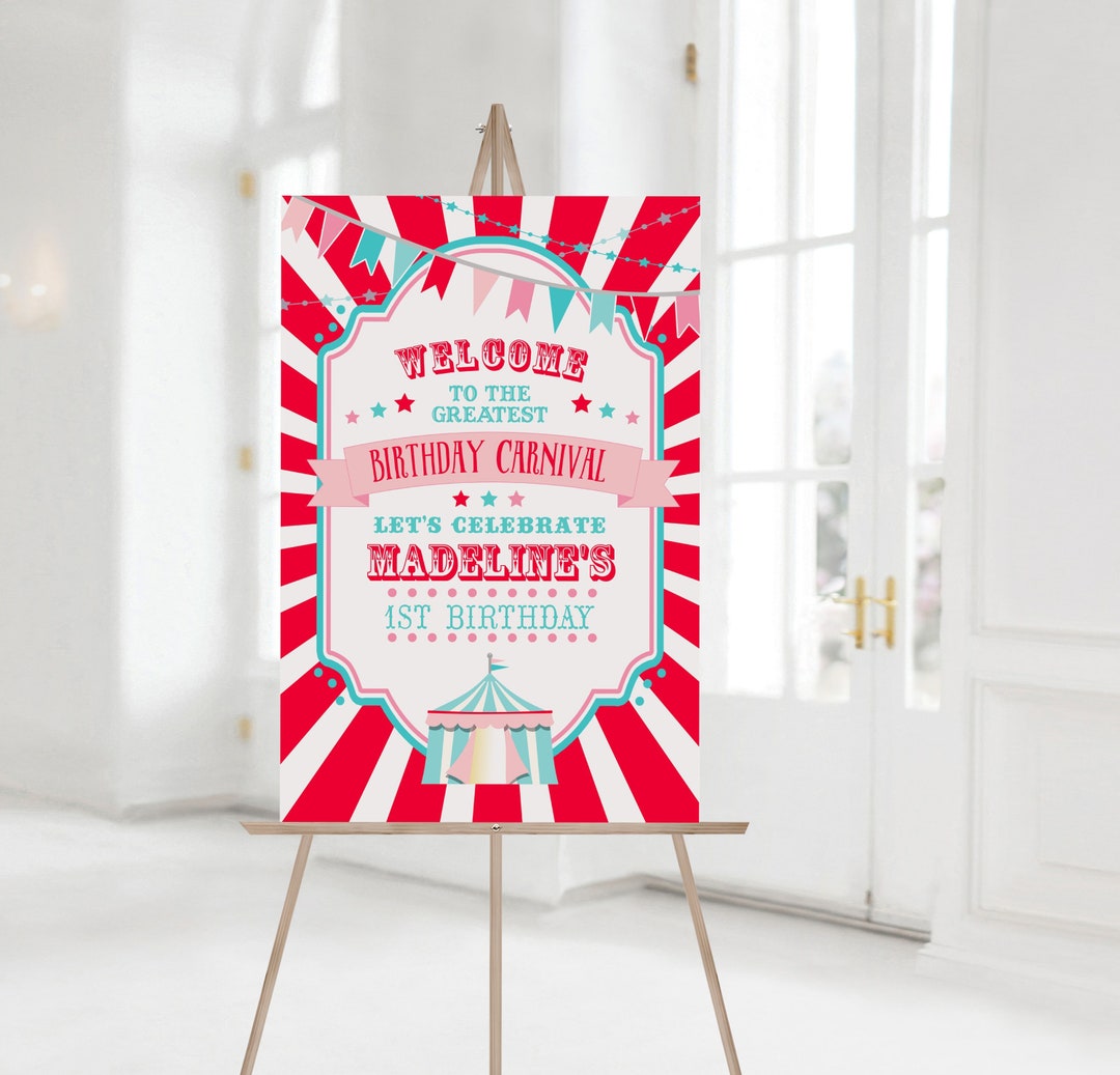 PRINTABLE Red & Pink Circus/carnival Sign- Red Burst | 5 Sizes Included ...