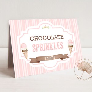 PRINTABLE Ice Cream Buffet/food Cards Stripes Place or Name - Etsy
