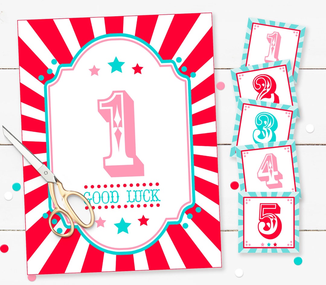 PRINTABLE Red & Pink Circus/carnival Cake Walk Game- Red Burst | Edit ...