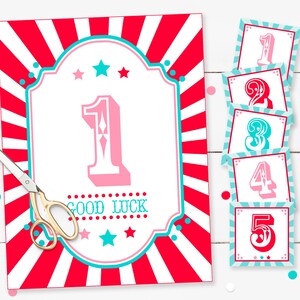 PRINTABLE Red & Pink Circus/carnival Cake Walk Game- Red Burst | Edit ...