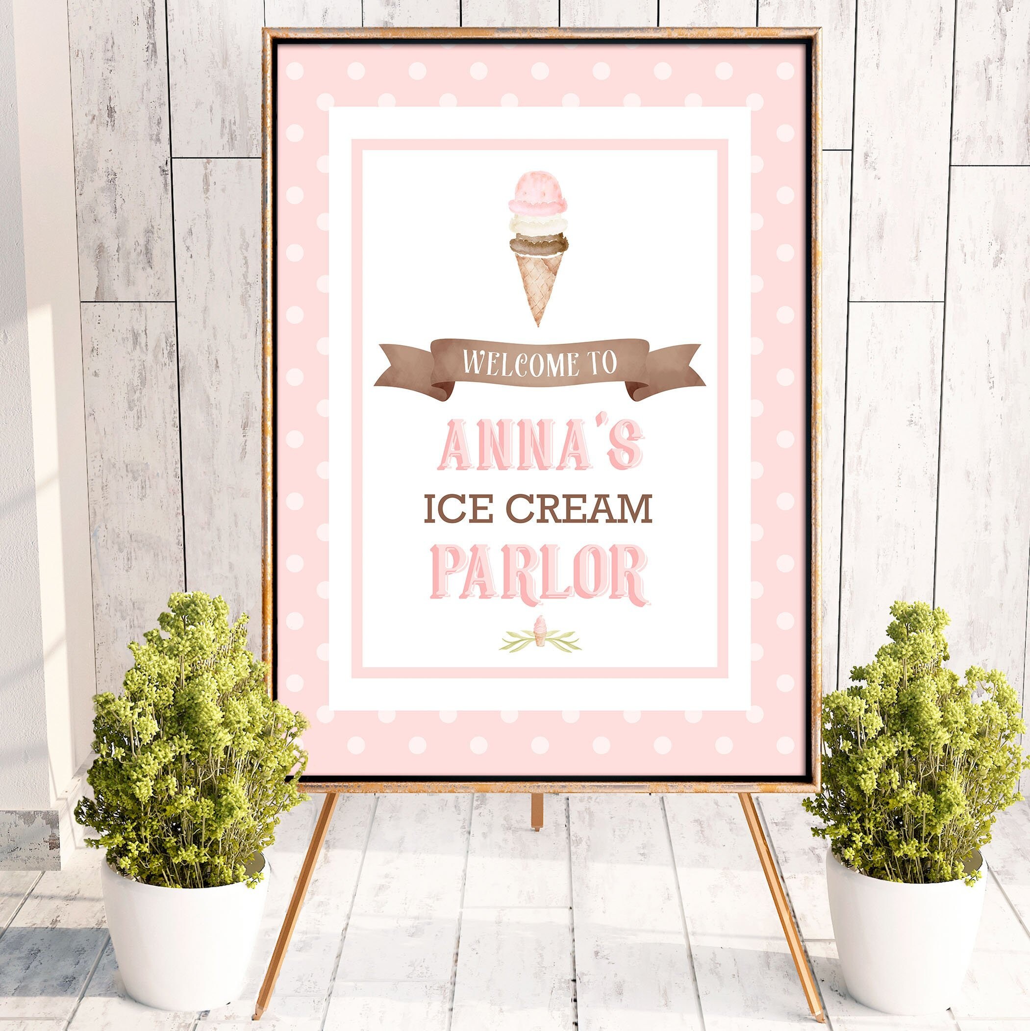 PRINTABLE Ice Cream Party Poster with Dots Perfect for Ice | Etsy
