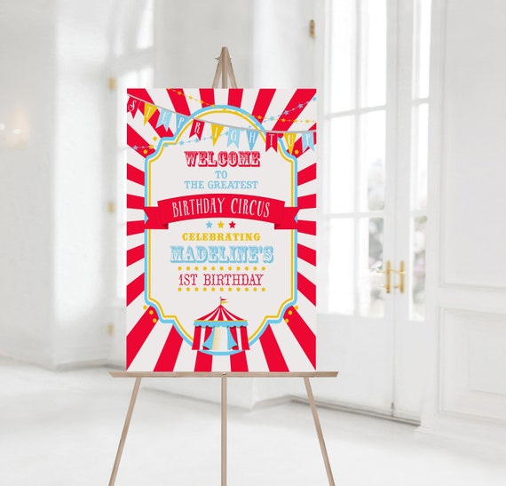 PRINTABLE Bright Red Circus/Carnival Vertical Welcome Sign- Burst | 8 ...