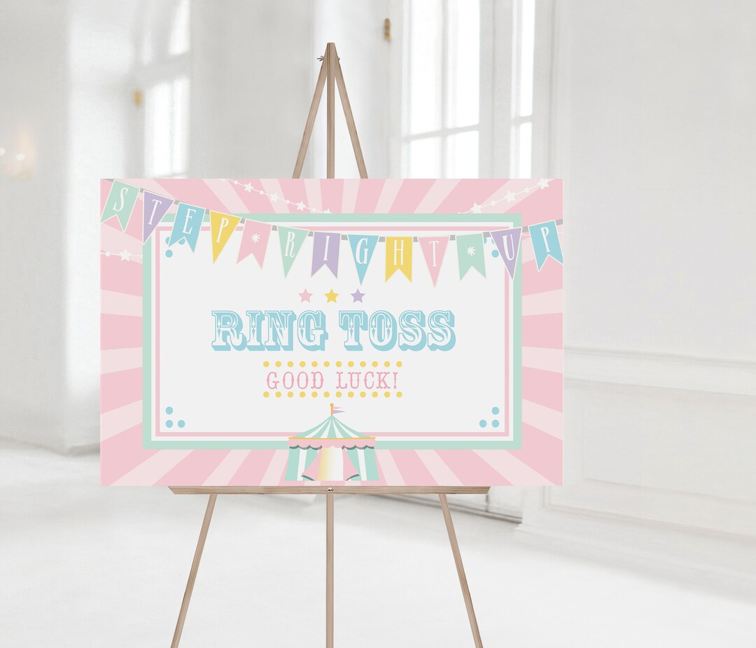 PRINTABLE Pastel Circus/carnival Sign Pink Burst Measures 24 X 36 Edit ...