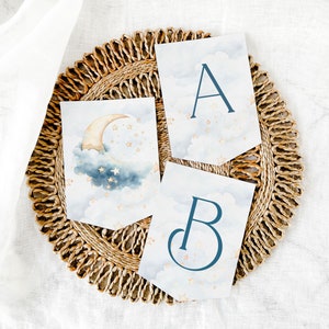 PRINTABLE Over the Moon Baby Shower Banner- Blue | Make Any Wording You ...