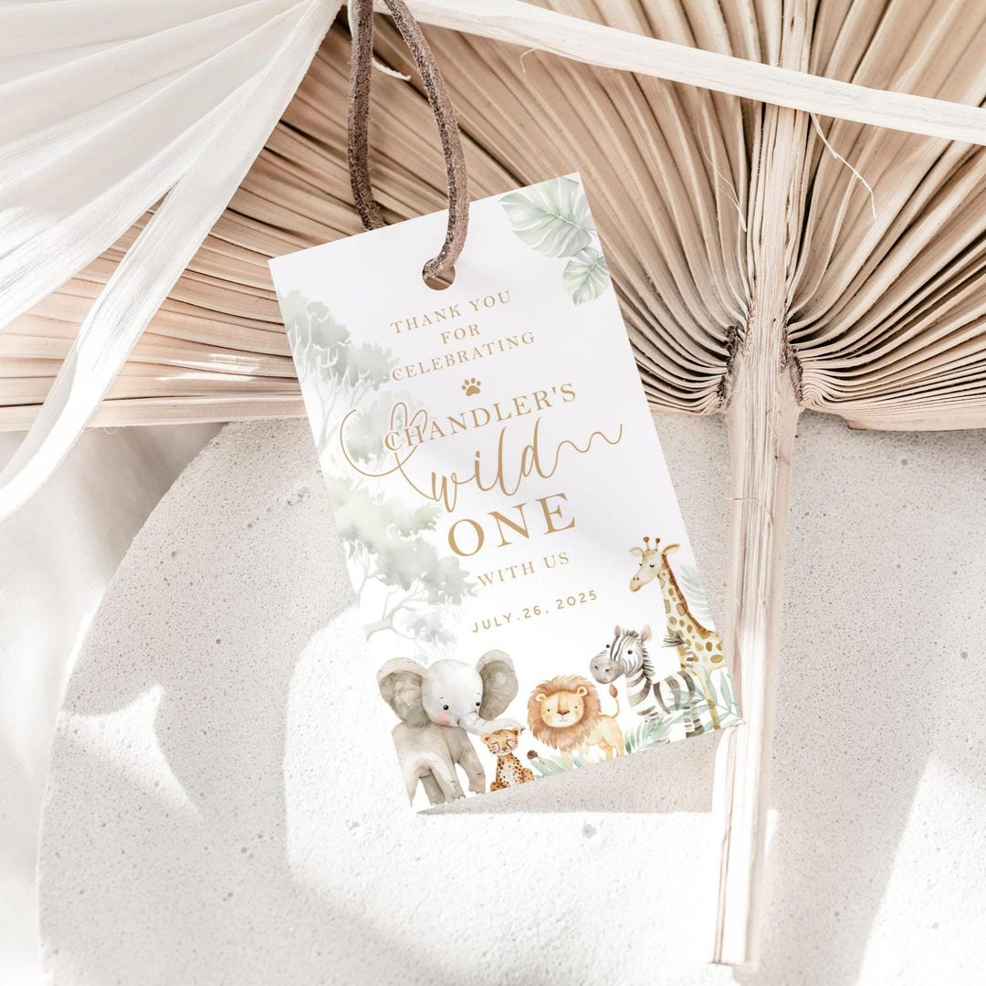 PRINTABLE Wild One Favor Tag, First Birthday Jungle Safari, Animal ...