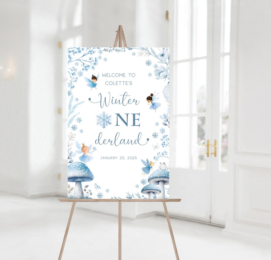 PRINTABLE Winter Snow Fairies Birthday Welcome Sign Winter Wonderland 6 ...