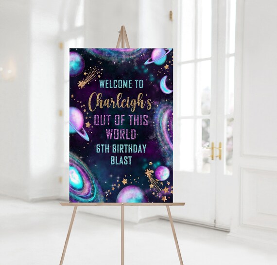 PRINTABLE Galaxy/Outer Space Vertical Welcome Sign | 8 Sizes Included ...