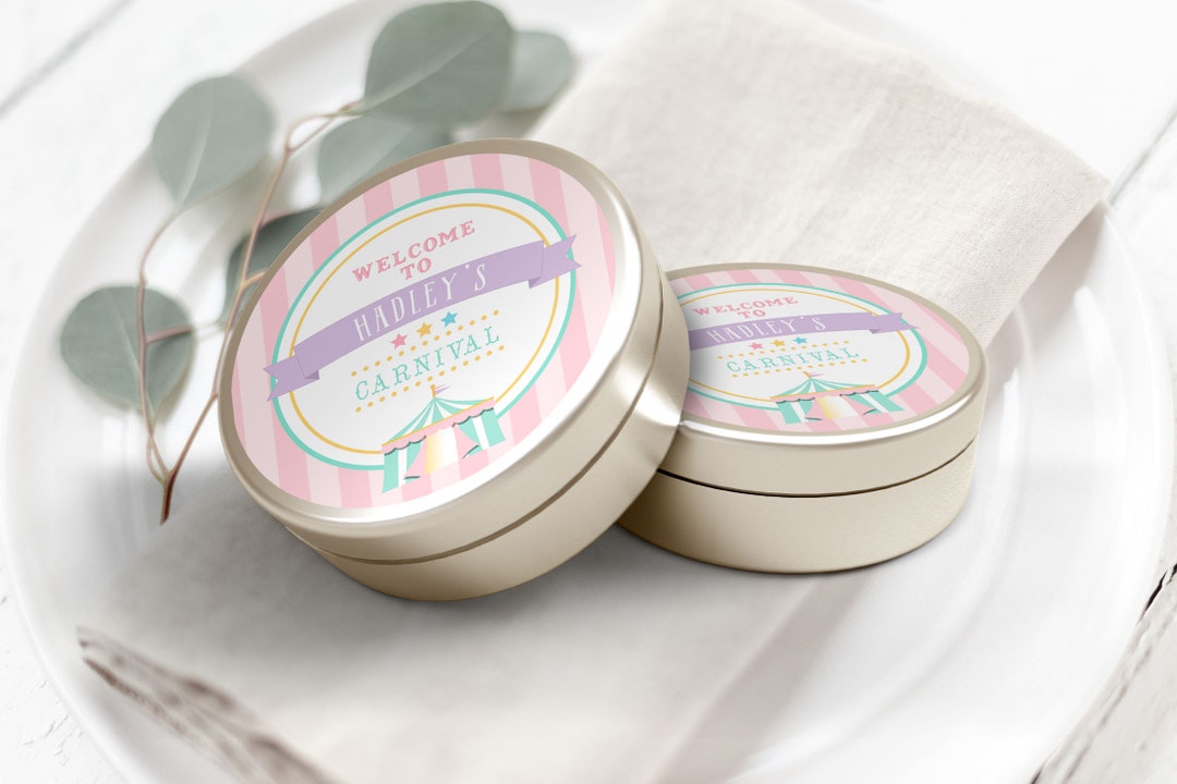 Pastel Circus Favor Labels: Editable Round Tags (digital Download) - Etsy