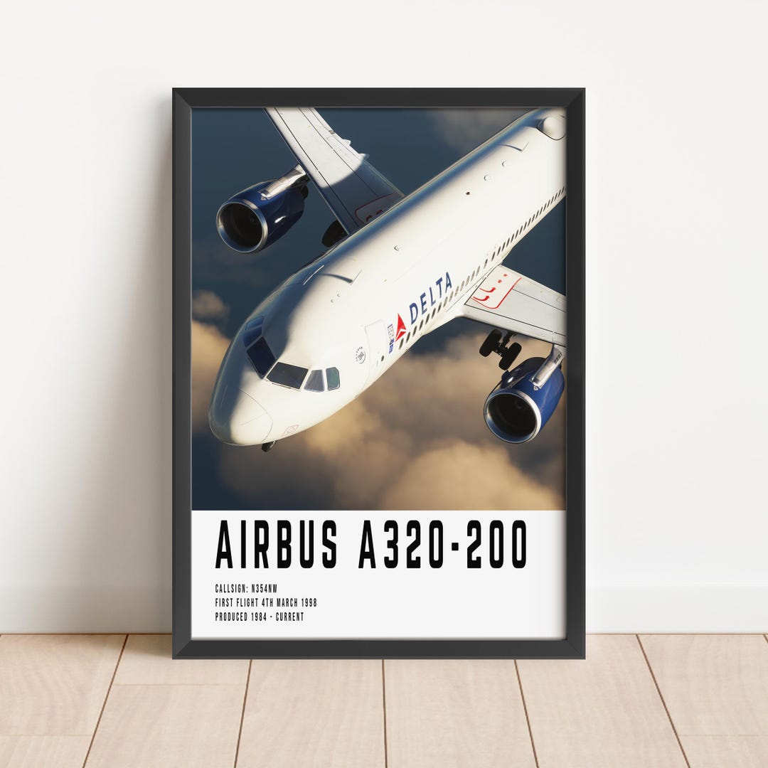 Delta A320 Airplane Print, Airbus Quality Poster, Gift for Aviation ...
